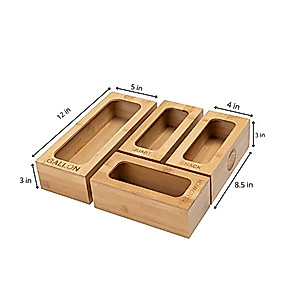 Happy Kubo - Bamboo Ziplock Bag/Food Storage Bag Organizer - Kitchen Organizers - (4 pieces plastic bag organizer)