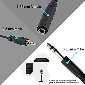 GINTOOYUN 6.35mm 1/4 TRS to 1/4 6.35mm TRS Female & 3.5mm 1/8 TRRS Male Stereo Headphone Y Splitter Extension Cable Guitar Amplifier Instrument Cable Headphone Adapter