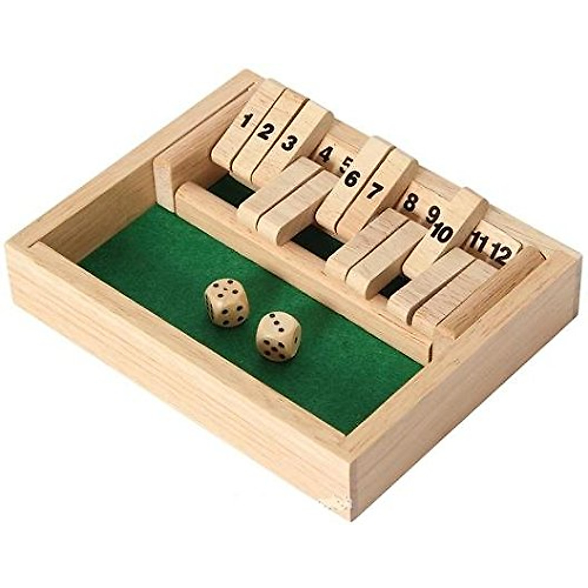 Wooden 12# Shut The Box Game - Small Travel Set - Simple funny Family, party board game