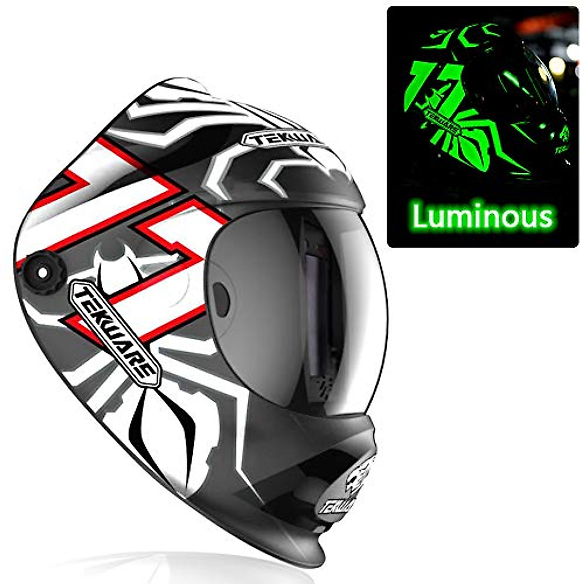 TEKWARE Large Viewing True Color Solar Powered Auto Darkening Welding Helmet, Hemispherical 4C lense, 4 Arc Sensor Wide Shade Range 4/5-9/9-13 Luminous Welder Mask for Mig Tig Arc Grinding Plasma