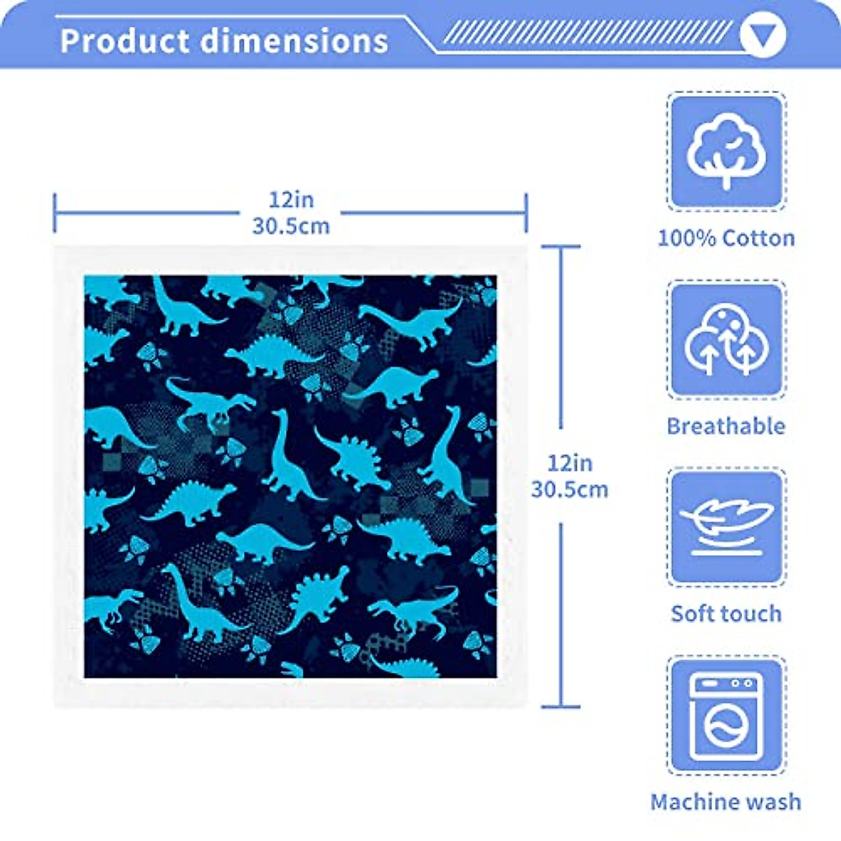 KEEPREAL 2 Pack Cute Kids Dinosaurs Washcloths Set - Highly Absorbent Pure Cotton Wash Clothes - Soft Fingertip Towel for Bath, Spa