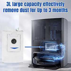 6 Pcs Replacement Dust Bags for ECOVACS DEEBOT X2 Omni / X2 / X2 Pro / DEX86/ X5 Pro/X5 Omni Vacuum Cleaner Bag Spare Parts, 3L Large Capacity, Part No.DDB030025