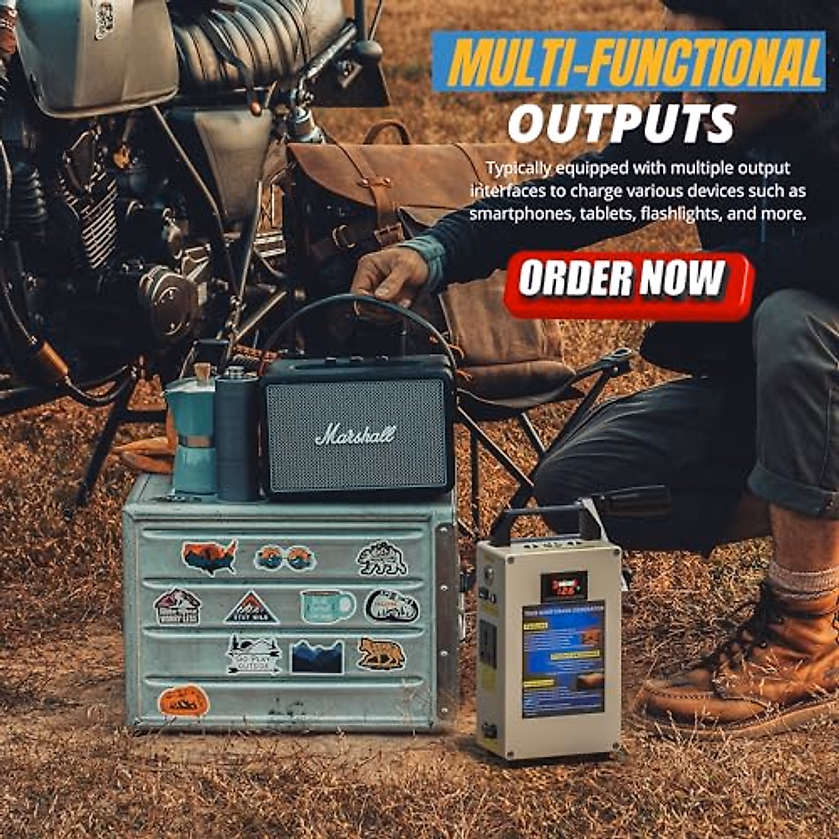 150W Hand Crank Generator, Portable Power Station w/Folding Handle, Aluminum Alloy Small Inverter Generator Rechargeable for Home Camping Outdoor Smartphone Charger