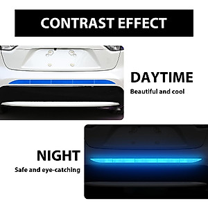 UGSHY 5 PCS Car Rear Reflective Stickers, 35.4" x 1.3" Trunk Body Anti-rearend Collision Safety Warning Decals, Bumper Arrow Eye-catching Decorative Stickers, Universal for Most Cars (Blue)