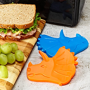 Cool Coolers Kids Lunch Box Ice Packs, Slim Ice Packs for Lunch Bags, Lunch Ice Packs Reusable-Multicolored 4 Pack (Dinosaur)