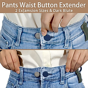 12PCS Button Extenders for Jeans, Jean Button Extender, Button Extender for Pants, Waist Extenders for Pants for Women for Men, Pants Waist Extension 1/1.4 Inches, Black, Blue, Khaki