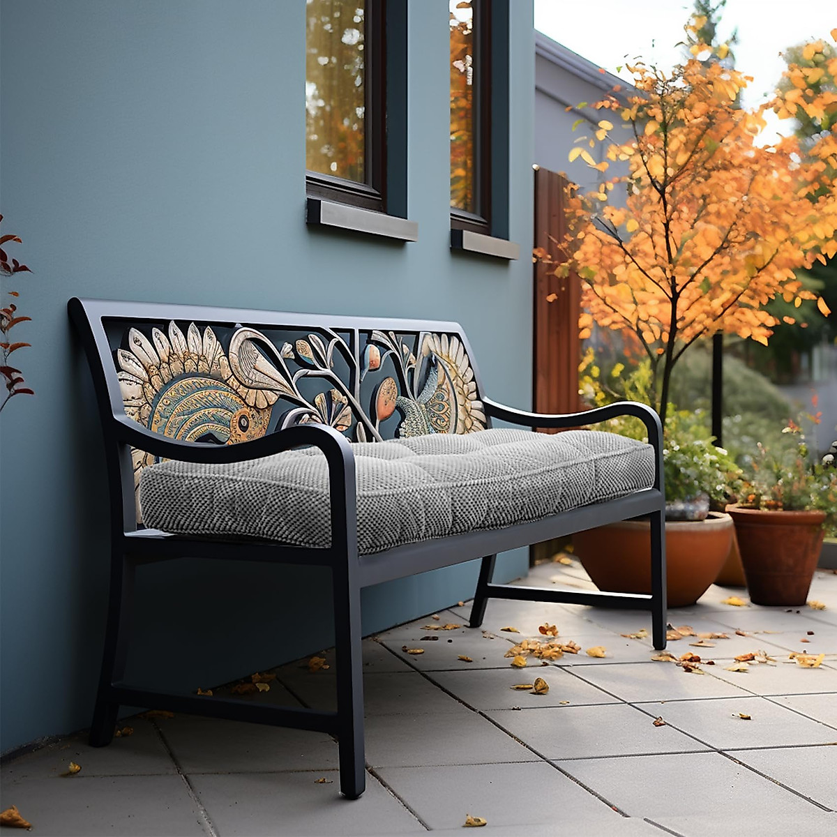 RULAER Tufted Bench Cushion Indoor 42x16x4 inch Extra Thick Soft Bench Cushion Non-Slip Durable Patio Cushions for Outdoor Furniture Double Piping Bench Chair Pad, Gray