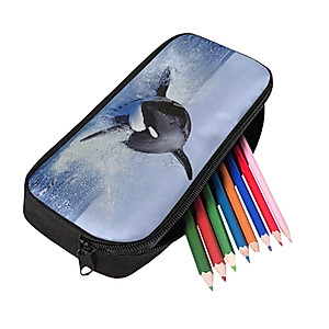 Parprinty Cute Kids School Backpacks & Lunch Boxes Lightweight Durable Large Capacity Blue Killer Whale Backpack Set for Boys Girls Adjustable Straps Breathable 17 Inch Bookbag with Pencil Case