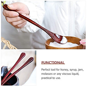 DOITOOL 2pcs Wooden Honey Spoons Long Tea Spoons Natural Wood Honey Stirring Spoon Coffee Cocktail Stirrer Spoons Swizzle Sticks Jam Spoon for Home Kitchen