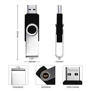 32GB USB 2.0 Flash Drive Pnstaw Swivel Memory Stick Thumb Drive Pen Drives Jump Drive for Data Storage, File Sharing(10 Pack,Multi-Color) (32GB)