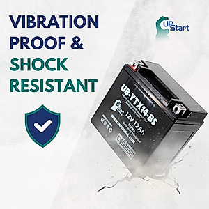YTX14-BS Battery - Motorcycle Battery, ATV Battery 12V 12AH, UTV, 4 Wheeler, Snowmobile, Powersports Batteries - Compatible with Honda Rancher 350, Buell Blast, Yamaha - Sealed Lead Acid 12 Volt AGM