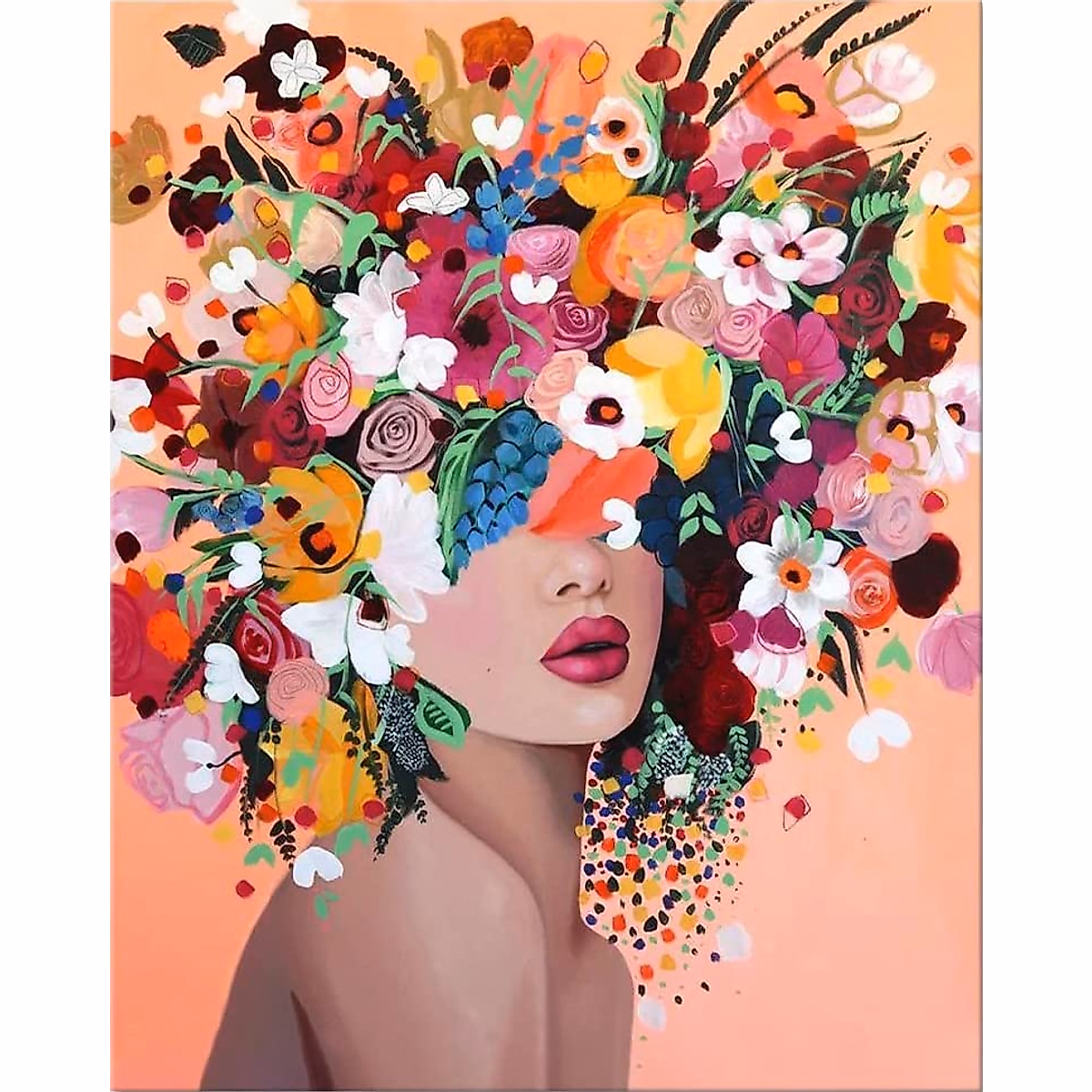 GemZono Diamond Art Painting Kits for Adults&Kids-Flower Women Full Drill Diamond Dots Paintings for Beginners 5D Diamond Art Paint DIY for Girls Crafts&Home Wall Decor 12x16inch