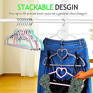 JIUXCF Velvet Hangers 20 Pack, 16" Non Slip Adult Hangers, Slim Clothes Hanger with 360 Degree Swivel Hook - Durable & Cute for Coats, Shirts, Dress (Mix Color)