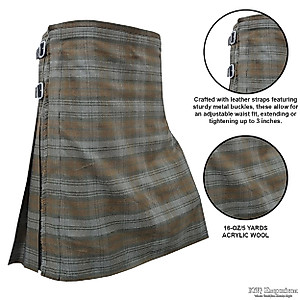 Kilt Emporium Men's Kilt Weathered Black Watch Tartan 5 Yards 16oz Acrylic Wool (Weathered Black Watch, 38)