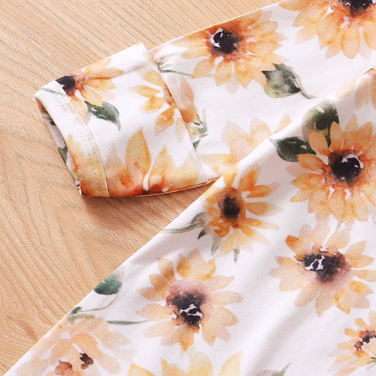 DPSKY Infant Baby Cotton Sleeper Gown Sunflowers Knotted Pajamas Newborn Sleepwear Sleeping Bag with Headband 2Pcs Set, 0-6 Months