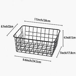 Aeggplant Kitchen Wire Baskets Farmhouse Decor Metal Food Storage Organizer, Household Refrigerator Bin with Built-in Handles for Cabinets,Pantry Set of 4 (Black)