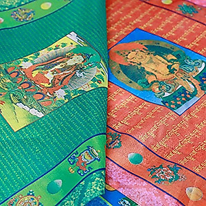 Tibetan Buddhist Prayer Flags Outdoor Meditation Flag-Traditional Pattern 40pcs Satin Wind Horse Lungta Prayer Flags,11x14 inches