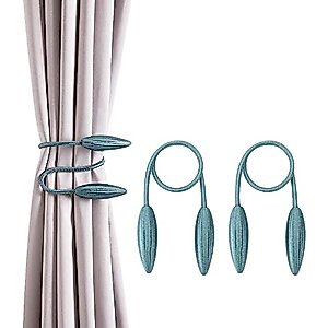 2 Pack Curtain Tiebacks, 2019 New Convenient Drape Tieback, Decorative Rope Holdback Holder for Home Office Decoration (Blue Ashes)