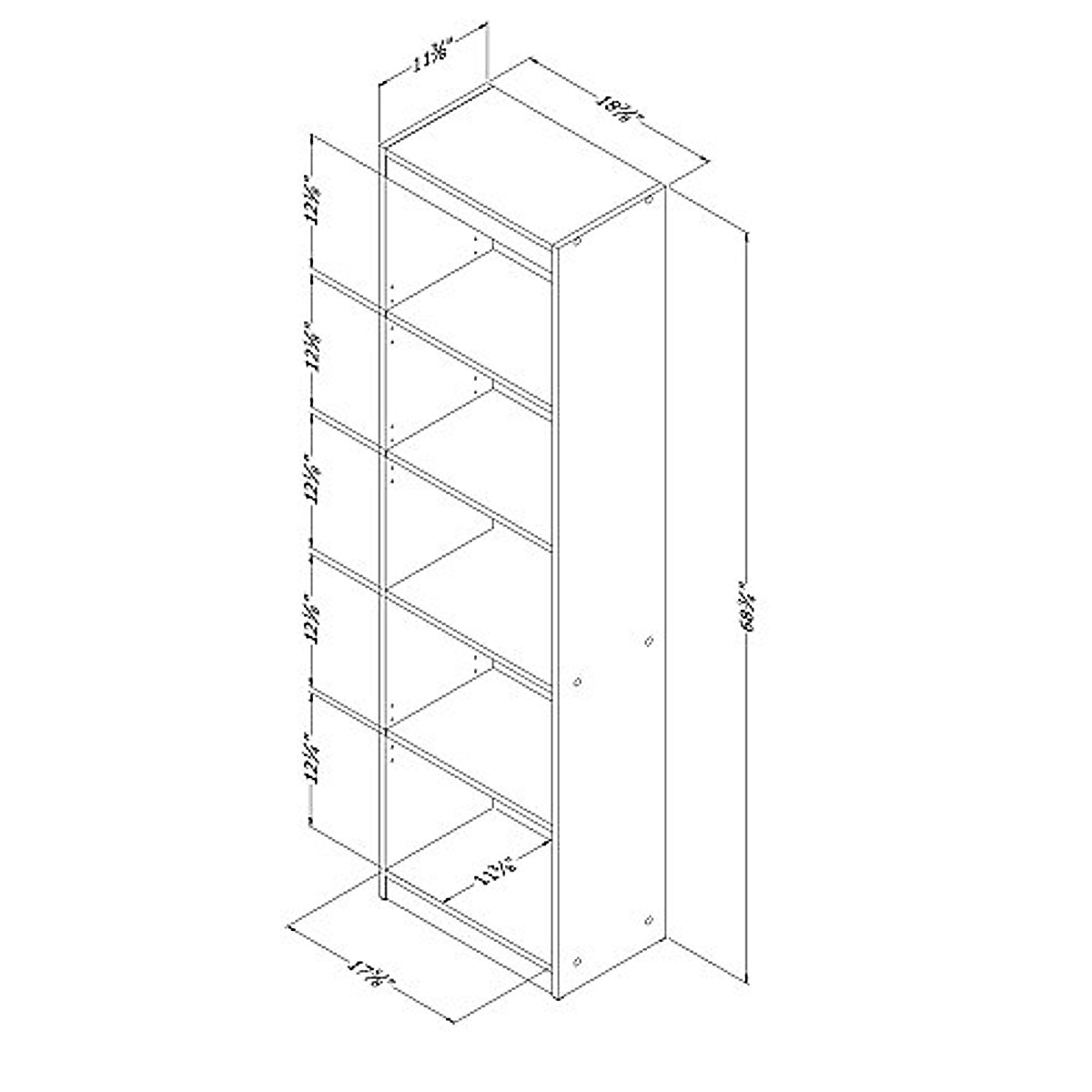 South Shore Axess 5-Shelf Narrow Bookcase, Pure Black, 7270758