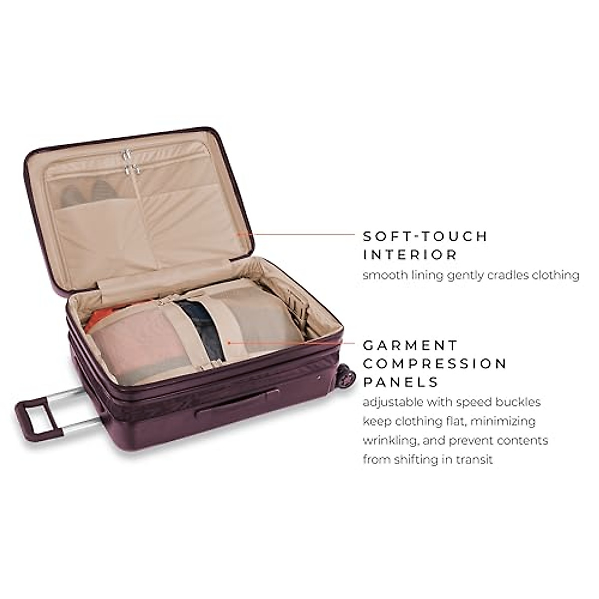 Briggs & Riley Sympatico Hardside Medium Spinner Luggage, Plum, 27-Inch Checked