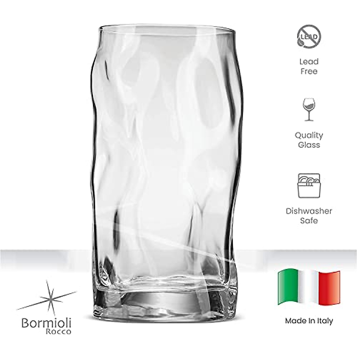 Bormioli Rocco Sorgente 15.5 oz. Cooler Glasses, Set of 6,