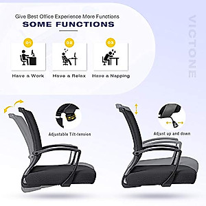 VICTONE Office Chair Home Office Desk Chair Task Mid Back Mesh Chair Ergonomic Swivel Lumbar Support Desk Computer Chair (Black)