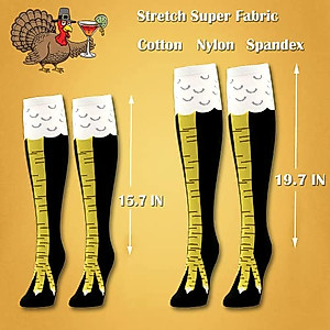 FITTEE Novelty Funny Crazy Chicken Feet Socks Knee-High Turkey Socks Funny Gifts (Yellow, Medium)