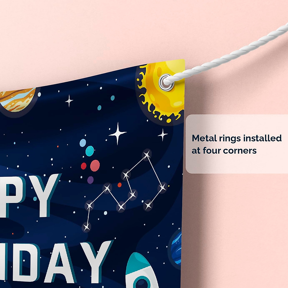 Space Party Backdrop - Outer Space Rocket Astronaut Theme Studio Background Banner Decorations Photography Supplies for Birthday Party - Funny Photo Booth Backdrops - 70.8 x 43.3 Inch