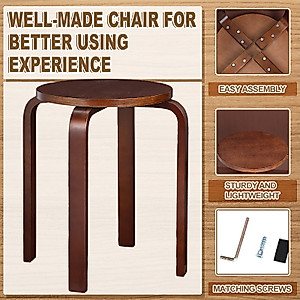 FairySandy 4 Pcs Bentwood Stool Bentwood Stackable Stools Wood Stools Stackable Stool Chairs Bentwood Seat for Dinning, Kitchen, Home, Garden, Living Classroom