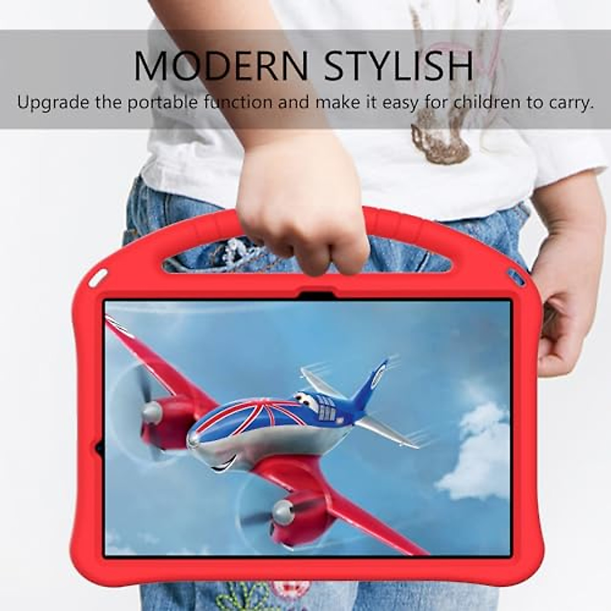 ESSTORE Kids Case Compatible with Samsung Galaxy Tab S9+/S9 FE+/S8+/S7 FE/S7+ 12.4 inch Shockproof Children Friendly EVA Foam Protective Stand Handle Cover with Shoulder