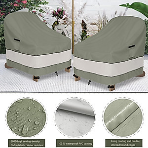 Outdoor Adirondack Chair Cover 2 Pack,Waterproof 100% Patio Chair Covers,30W x 34 D x 36 H inches,Patio Adirondack Chair Cover for Outdoor Chair -Grayish Green