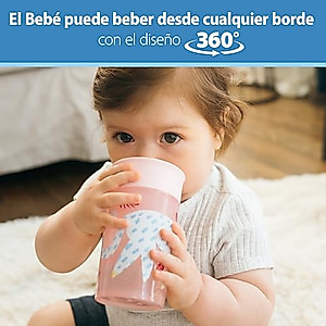 Dr. Brown's Milestones Cheers 360 Cup Spoutless Transition Cup, Travel Friendly & Leak-Free Sippy Cup, Pink Leopard – Red Lemur, 10 oz/300 mL, 2 count (1 pack)