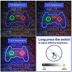 SOLIDEE Led Dimmable Neon Signs Wall Decorations For Living Room|Bedroom Gamepad Controller Shape Neon Sign Lights Game Room Decor Accessories Cool Teen Boys|Girls|Kids Gamer Gifts
