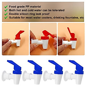 LifCratms 2Pcs Replacement Cooler Faucet, 2 Blue Internal Thread Plastic Spigot Water Dispenser Tap Set for Water Cooler Dispenser Water Bucket