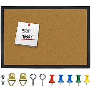OWLKELA Cork Board Bulletin Board 17.7"X 13.3", Vision Board, Notice Pin Board, Ideal for Office & Home Decor, School Message Board or Vision Board