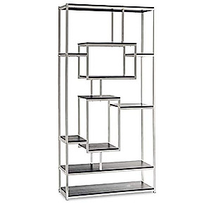BOWERY HILL 71" Tall Bookshelf, 7-Tier Classic Bookcase, 9-Shelf Open Storage Shelves Organizer in Chrome for Home Office