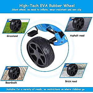 Costzon Go Kart, 4 Wheel Powered Ride On Toy, Outdoor Racer Pedal Car with Clutch, Brake, EVA Tires, Adjustable Seat (Blue)