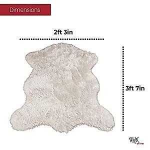 Silky Soft Faux Fur Rug, 2 ft. x 4 ft. White Fluffy Rug, Made in France, Sheepskin Area Rug, Shaggy Rug for Living Room, Bedroom, Kid's Room, or Nursery, Home Décor Accent with Non-Slip Backing