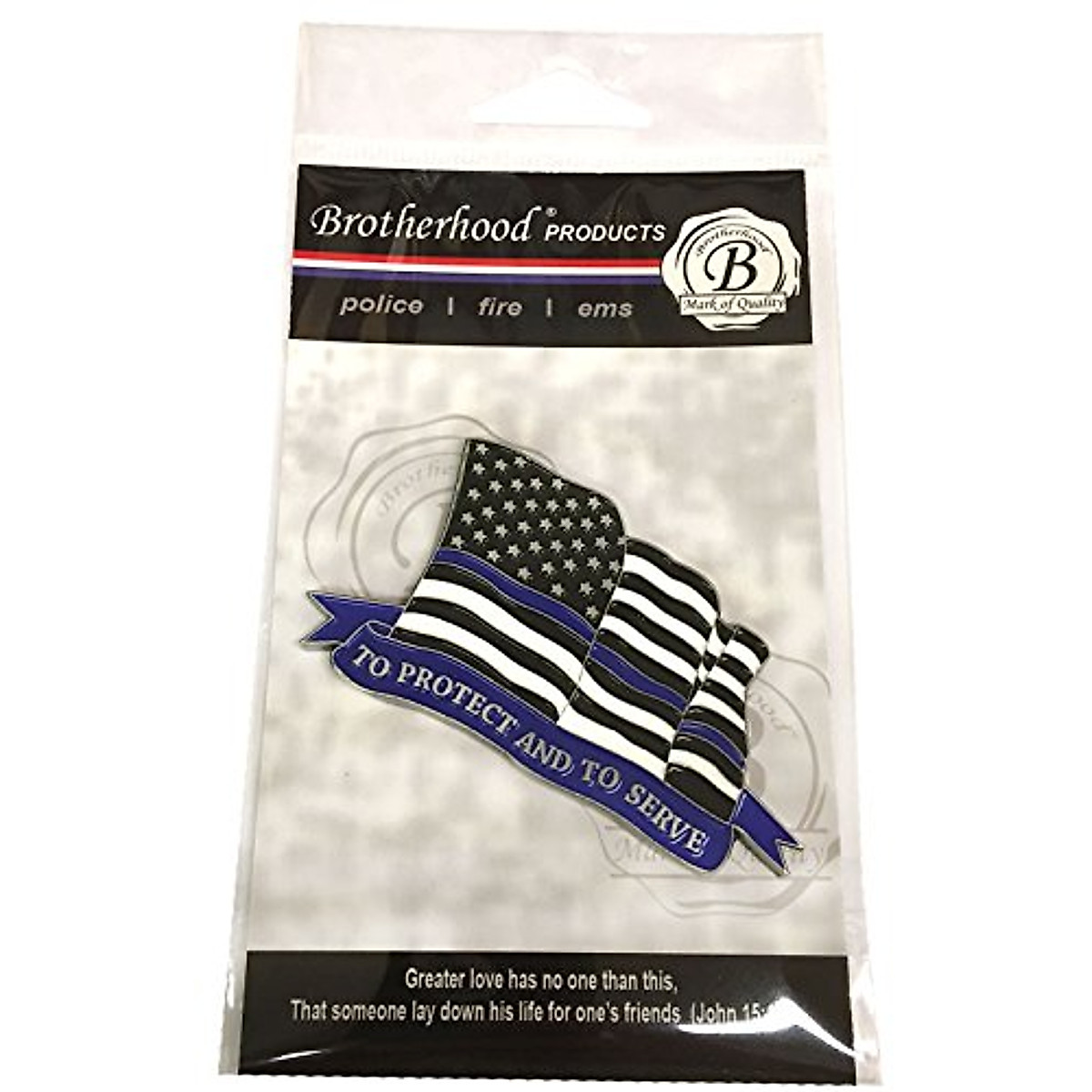 Brotherhood Flowing American Thin Blue Line Flag 3 Inch Challenge Coin