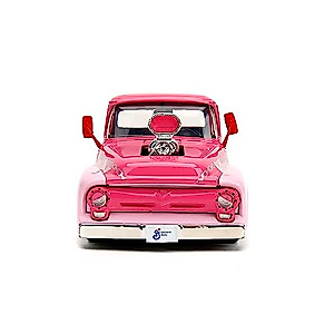 Franken Berry 1:24 1956 Ford F-100 Die-Cast Car & 2.75" Franken Berry Figure, Toys for Kids and Adults,Pink
