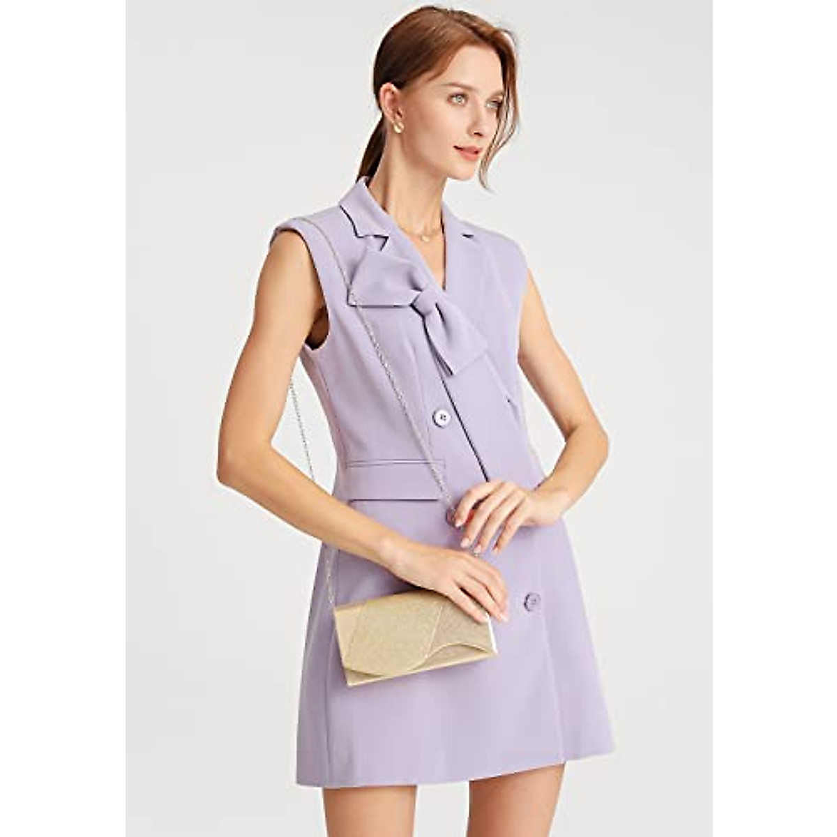 Dreubea Women's Glittering Envelope Purse Evening Shoulder Crossbody Wedding Bag Gold