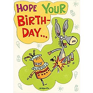 Designer Greetings Cake Kicking Donkey in Butt Risque Funny/Humorous Birthday Card