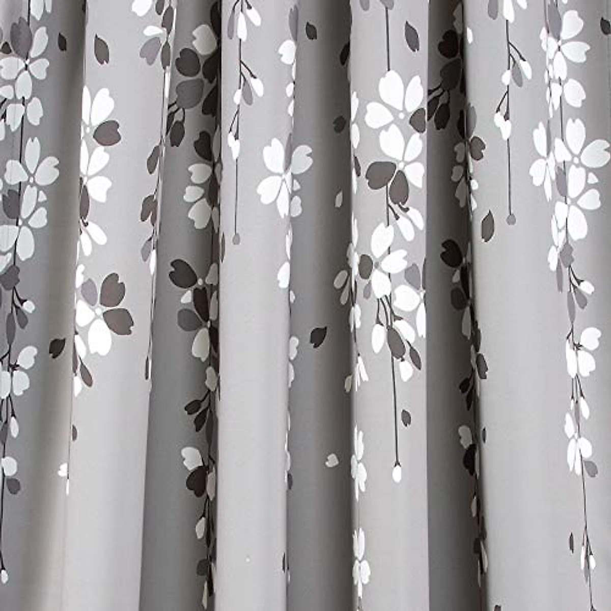 Lush Decor Weeping Flowers Darkening Window Curtains Panel Set for Living, Dining Room, Bedroom (Pair), 52"W x 84"L, Gray