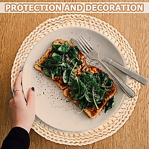 HEMOTON Straw Insulation Placemat Upholstery Trim Round Woven Placemats Indoor Mats Farmhouse Placemats Drinks Coasters Woven Cutlery Cushion - Placemat Hand Woven Placemat