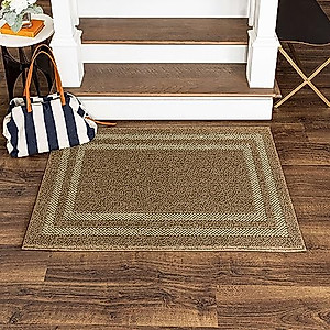 Mohawk Home Alden Sisal Geometric Border Tan 2' 6" x 3' 10" Area Rug Perfect for Living Room, Dining Room, Office