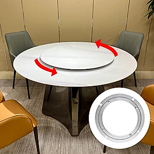 Geesatis Table Turntable Accessories 1 PCS Metal Lazy Susan Hardware Rotating Turntable Bearing Round Swivel Plate, Smooth Swivel Plate for Kitchen Base Turn Dining Table, Heavy Loads, Silver, 8 inch