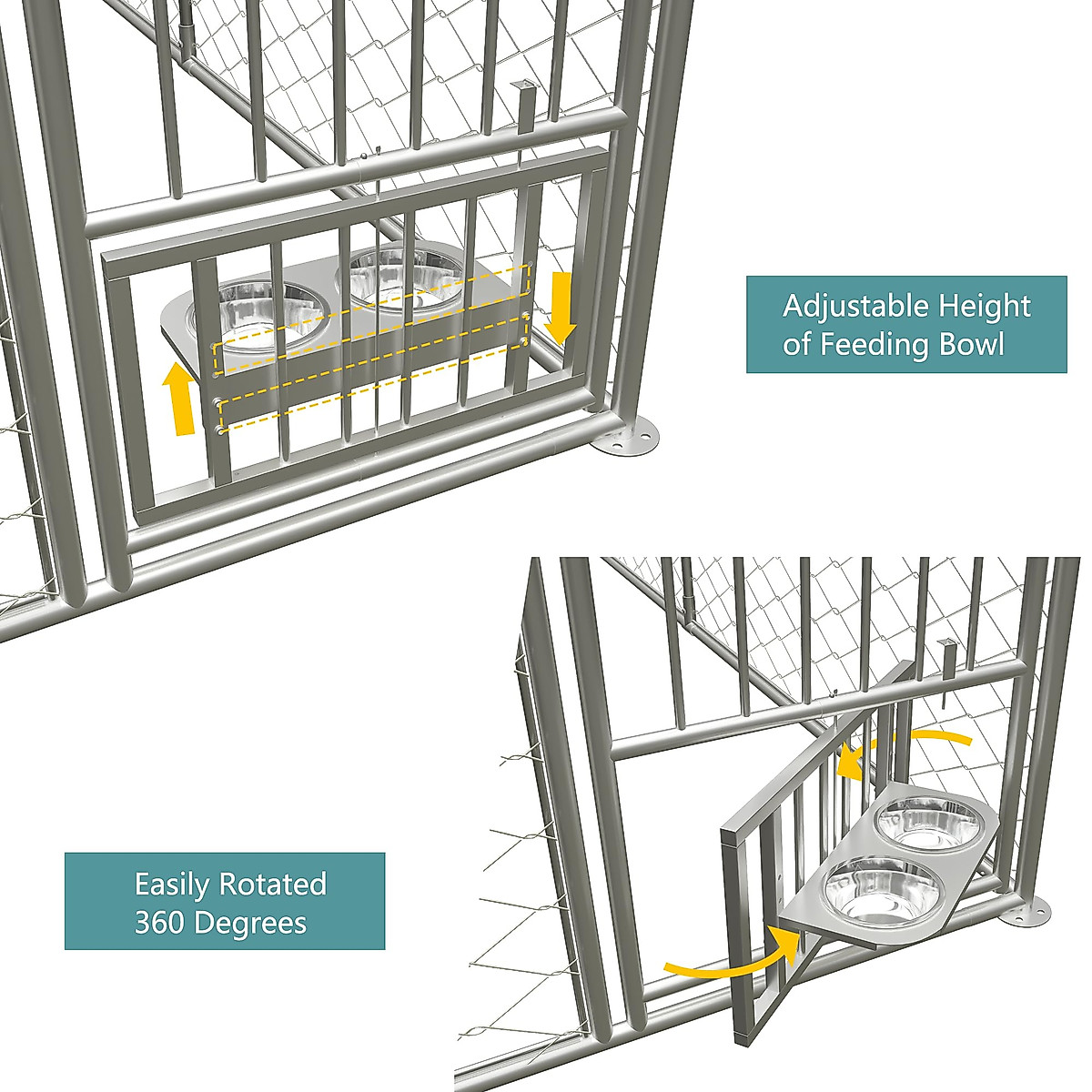 Tmsan Dog Kennel Outdoor, Dog House with Waterproof Roof & Secure Lock, Large Dog Crate Fence, Outside Pet Playpen for Chicken, Rabbit, Cat, 10ft