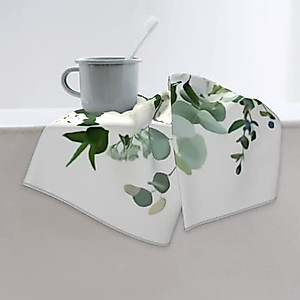 luxteen Silver Sage Green and White Flowers Hand Towels Face Towel Soft Thin Guest Towel Portable Kitchen Tea Towels 16x30 inchs Dish Washcloths Bath Decorations Housewarming Gifts