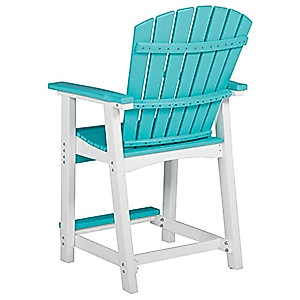 Signature Design by Ashley Outdoor Eisely HDPE Patio Barstool, 2 Count, Turquoise