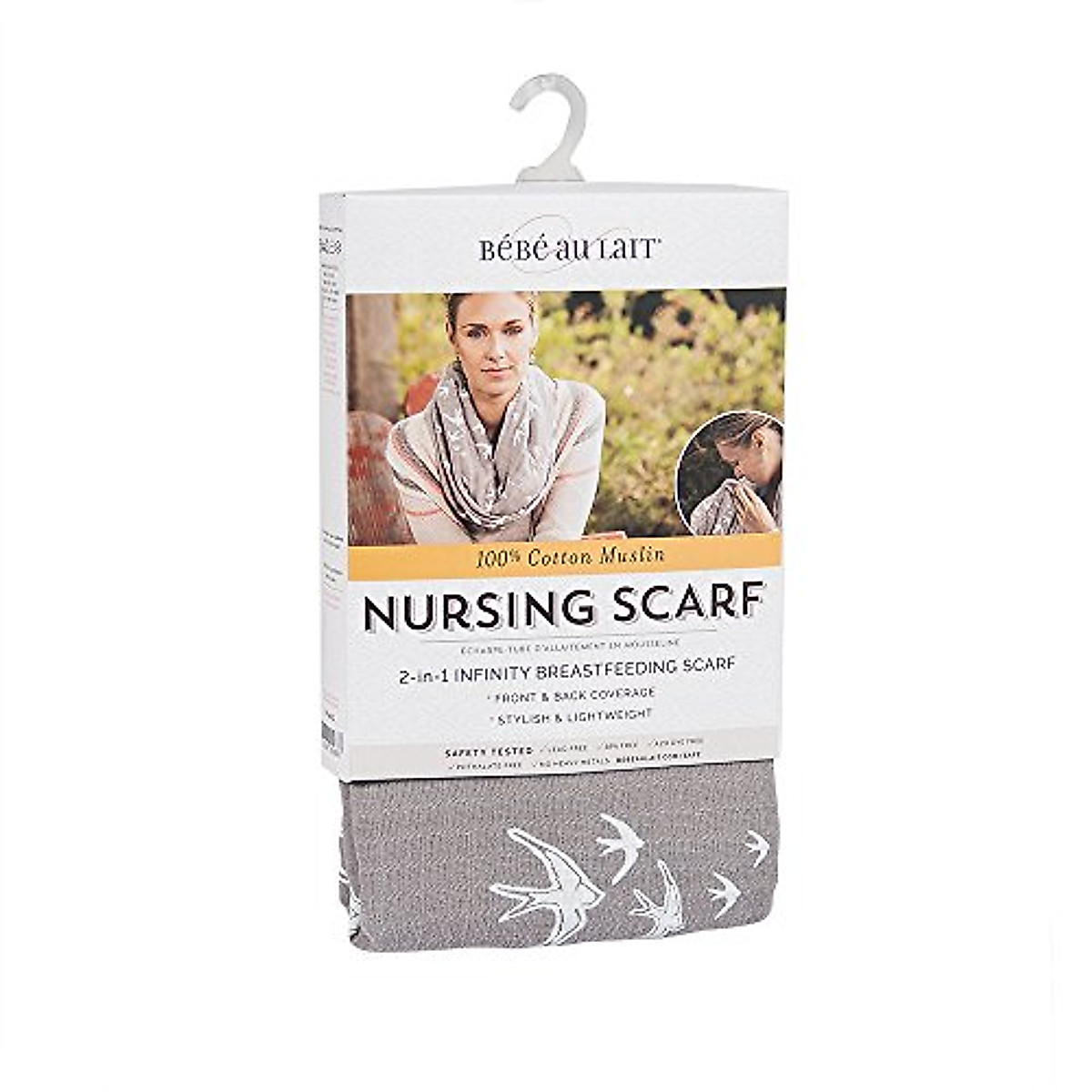 Bebe au Lait Premium Muslin Nursing Scarf, Lightweight and Breathable Cotton, One Size Fits All - Nightingale